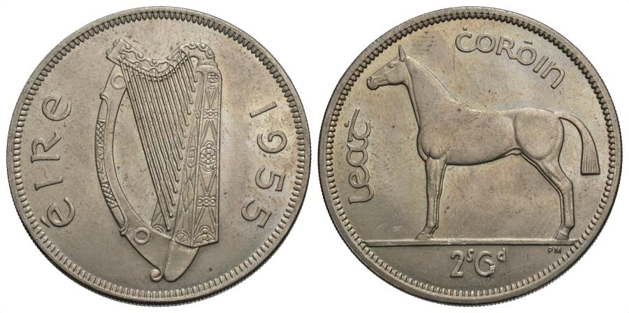 Ireland. 1955. 1/2 crown. Unc., lustrous, beginning to tone. | European ...