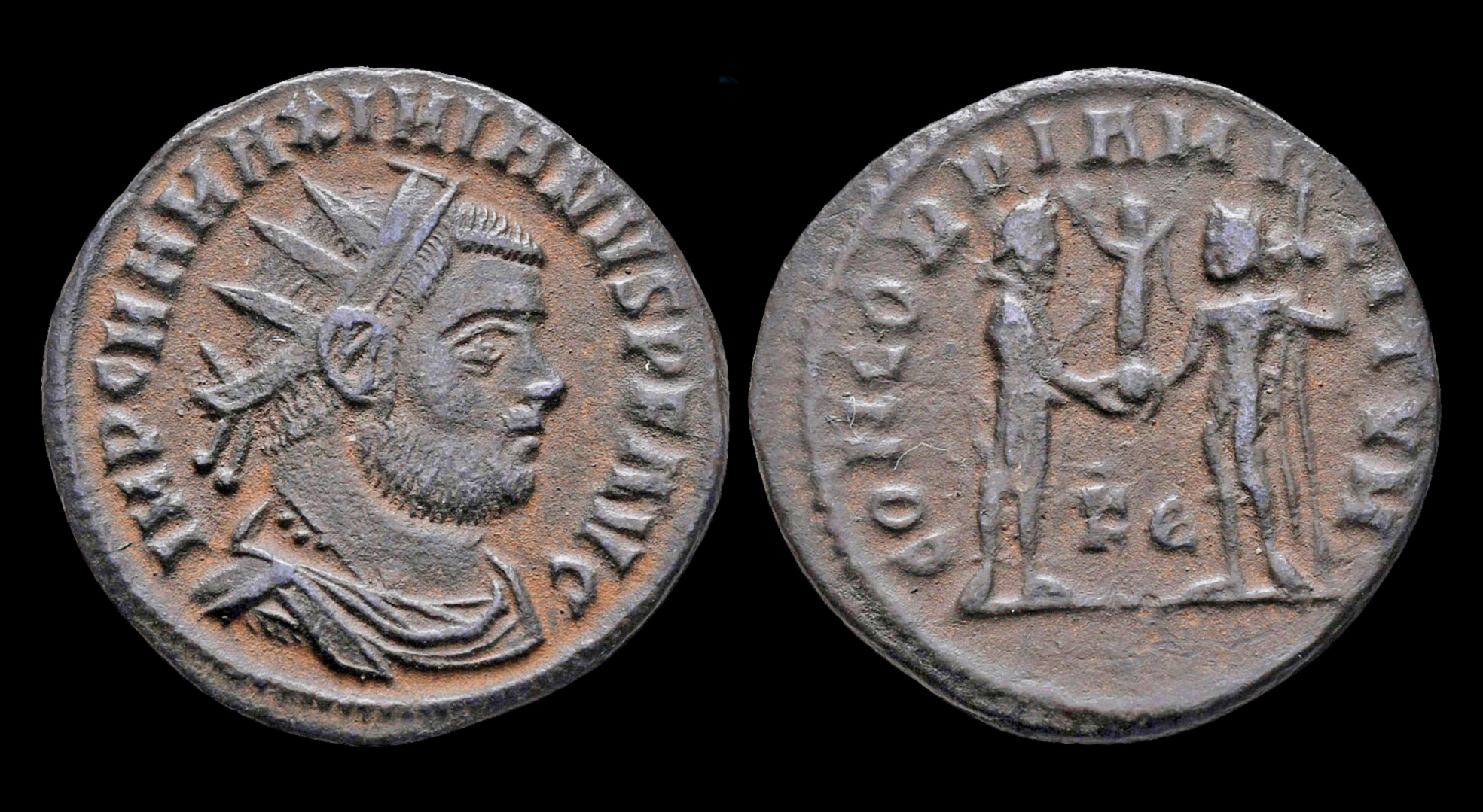Maximianus Herculius AE radiate Jupiter presents Victory on globe