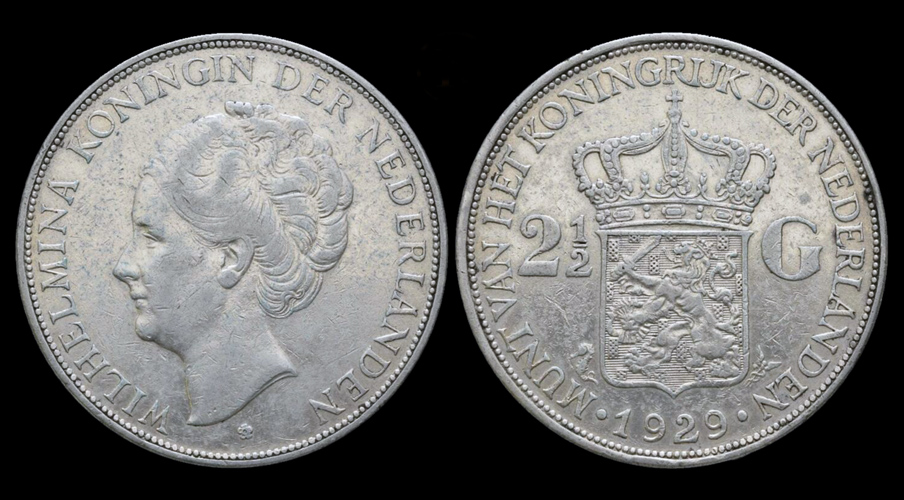 Netherlands Wilhelmina I 2 1/2 gulden(rijksdaalder)1929 | European Coins