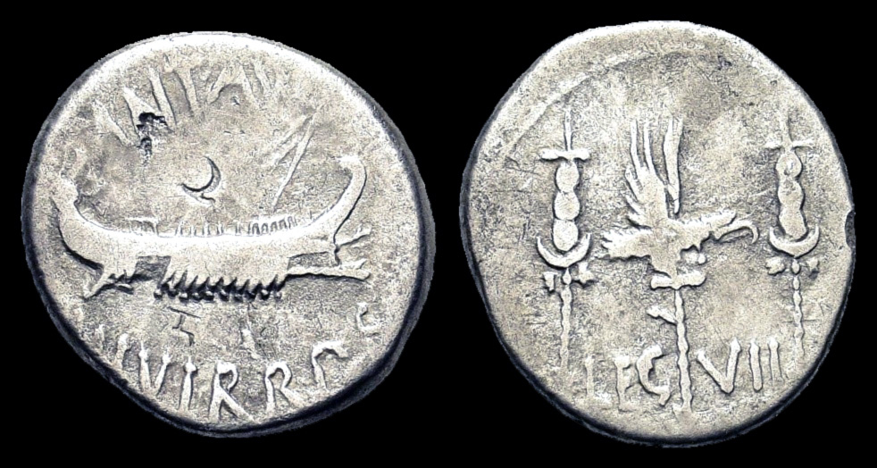 Roman Imperatorial Marc Antony AR denarius Legionary issue Legion VII