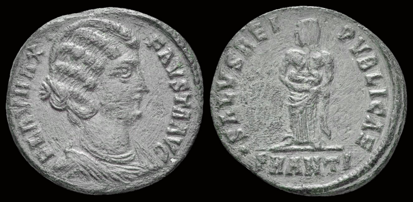 Fausta ,Augusta AE follis Fausta standing facing | Roman Imperial Coins