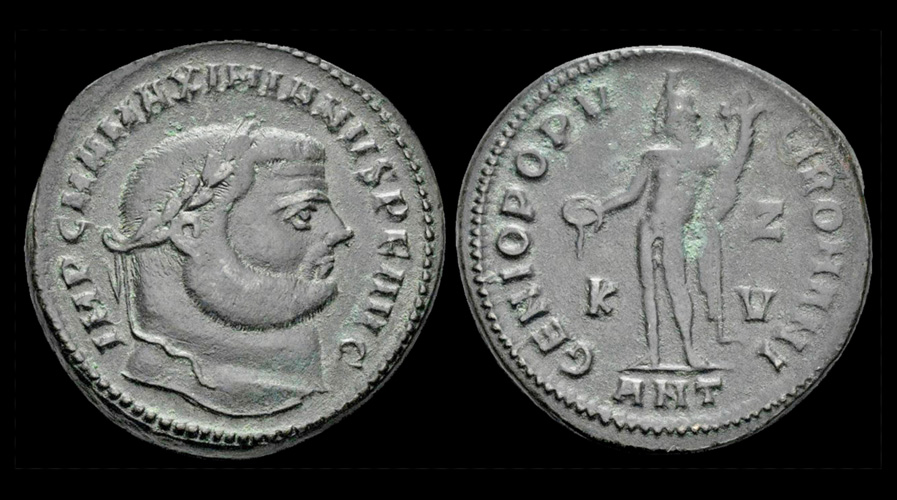 Maximian Herculius AE follis Genius standing left | Roman Imperial Coins
