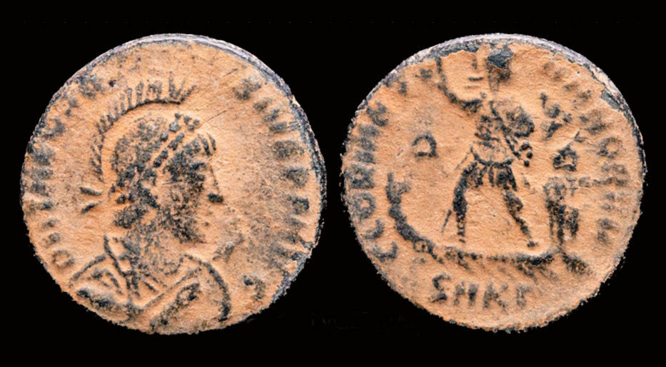 Theodosius I AE24 emperor standing facing | Roman Imperial Coins