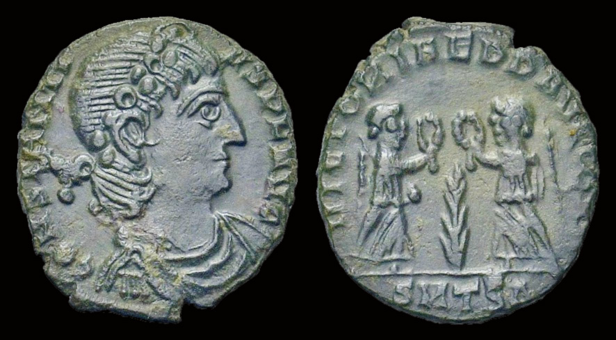 Constantius II AE follis two victories facing one another | Roman ...