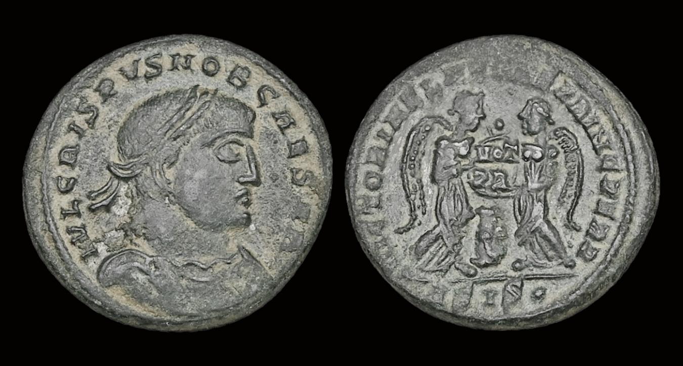 Crispus, as Caesar AE follis two victories facing each other | Roman ...