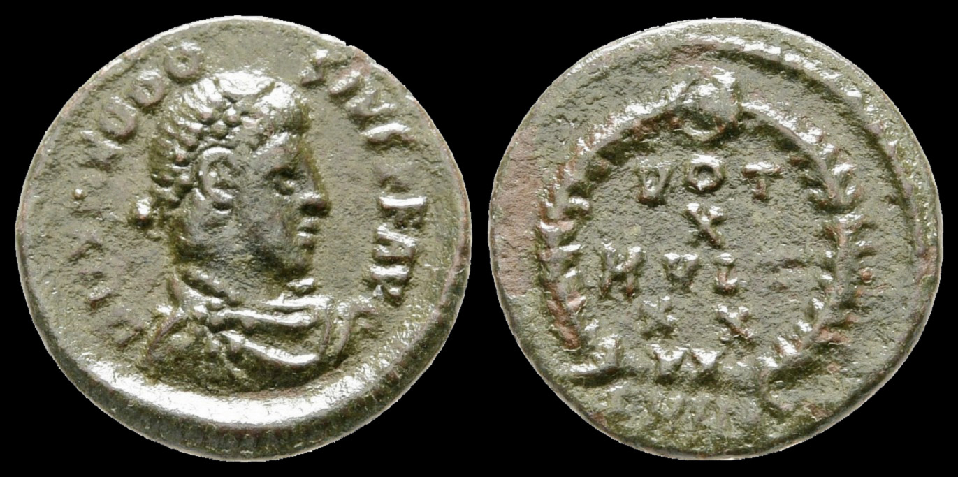 Theodosius I AE4 legend in four lines | Roman Imperial Coins