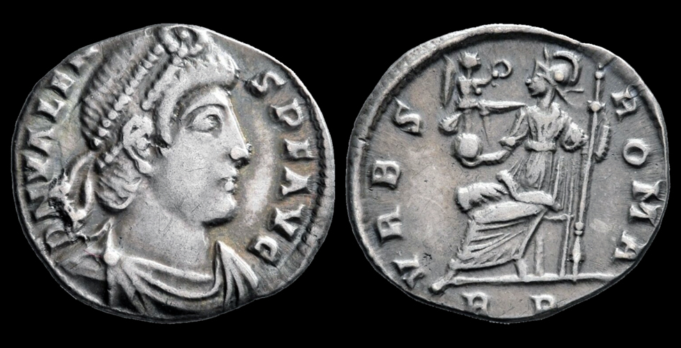 Valens AR siliqua Roma seated to left | Roman Imperial Coins