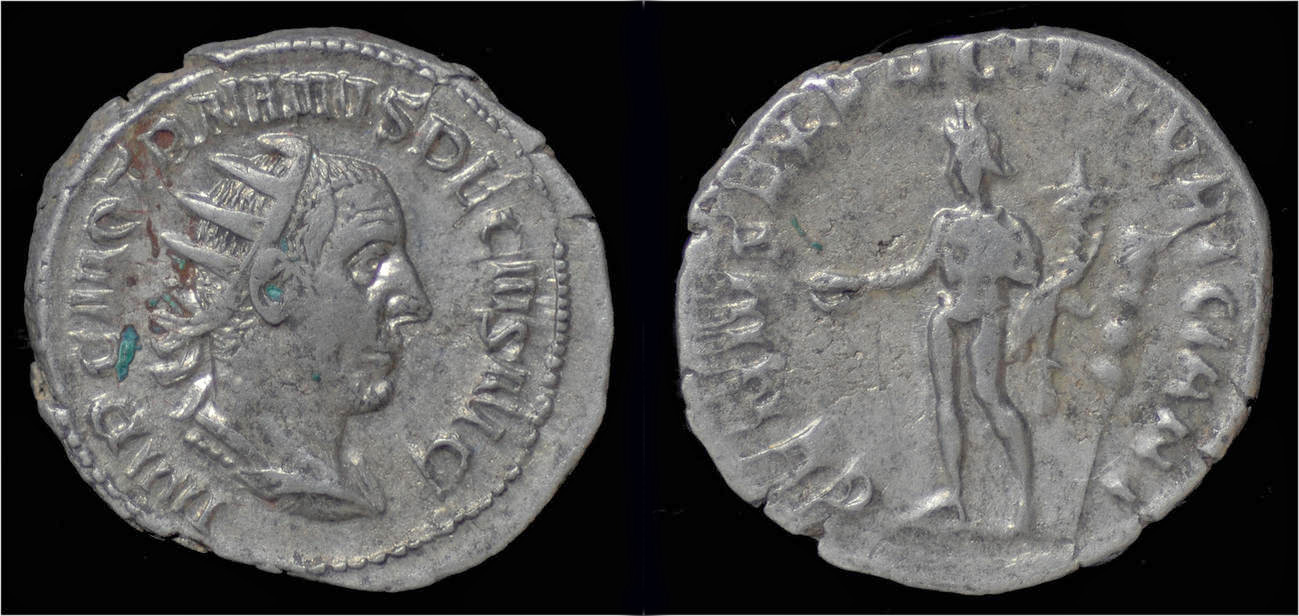 Trajan Decius AR antoninianus Genius standing left | Roman Imperial Coins