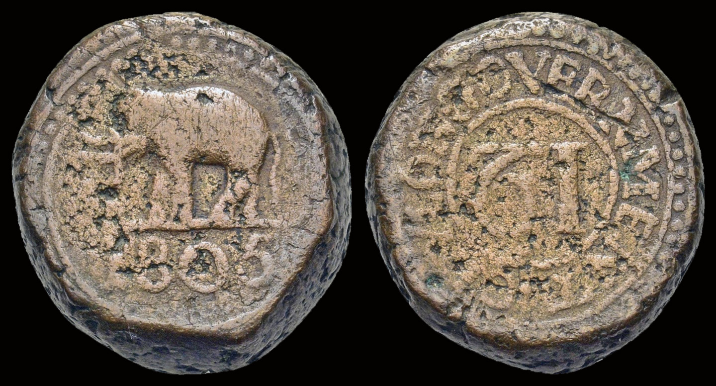 Ceylon George III copper dump 1/12 rixdollar 1805-36 gram and 8 mm ...
