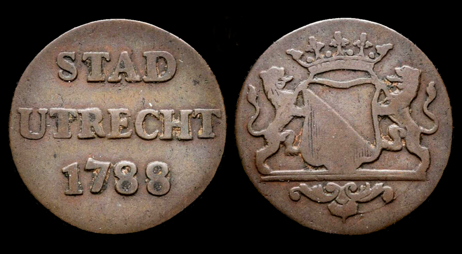 Netherlands Utrecht Stad copper duit 1788 | European Coins