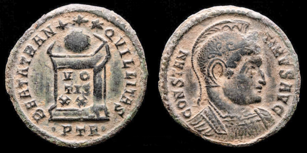Constantine I AE follis altar inscribed in three lines | Roman Imperial ...