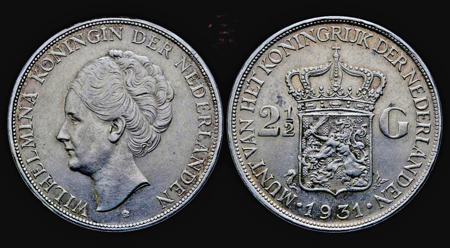 Netherlands Wilhelmina I 2 1/2 gulden (rijksdaalder )1931 | European Coins