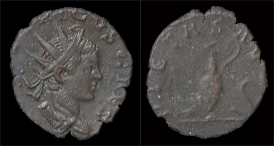 Tetricus II billon antoninianus pontificate implements. | Roman ...