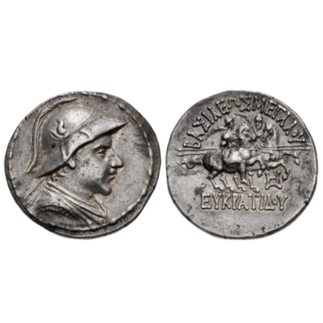 BAKTRIA, Greco-Baktrian Kingdom. Eukratides I Megas. Circa 170-145 BC ...
