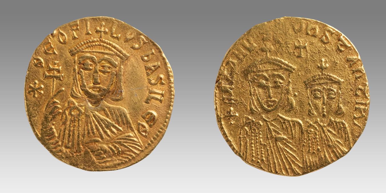 Byzantine Empire. Theophilus, with Constantine and Michael III (AD 829 ...