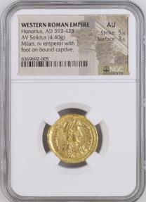 Honorius. AD 393-423. AV Solidus (4.40 g, 6h). Mediolanum (Milan) mint. Struck AD 397-402.