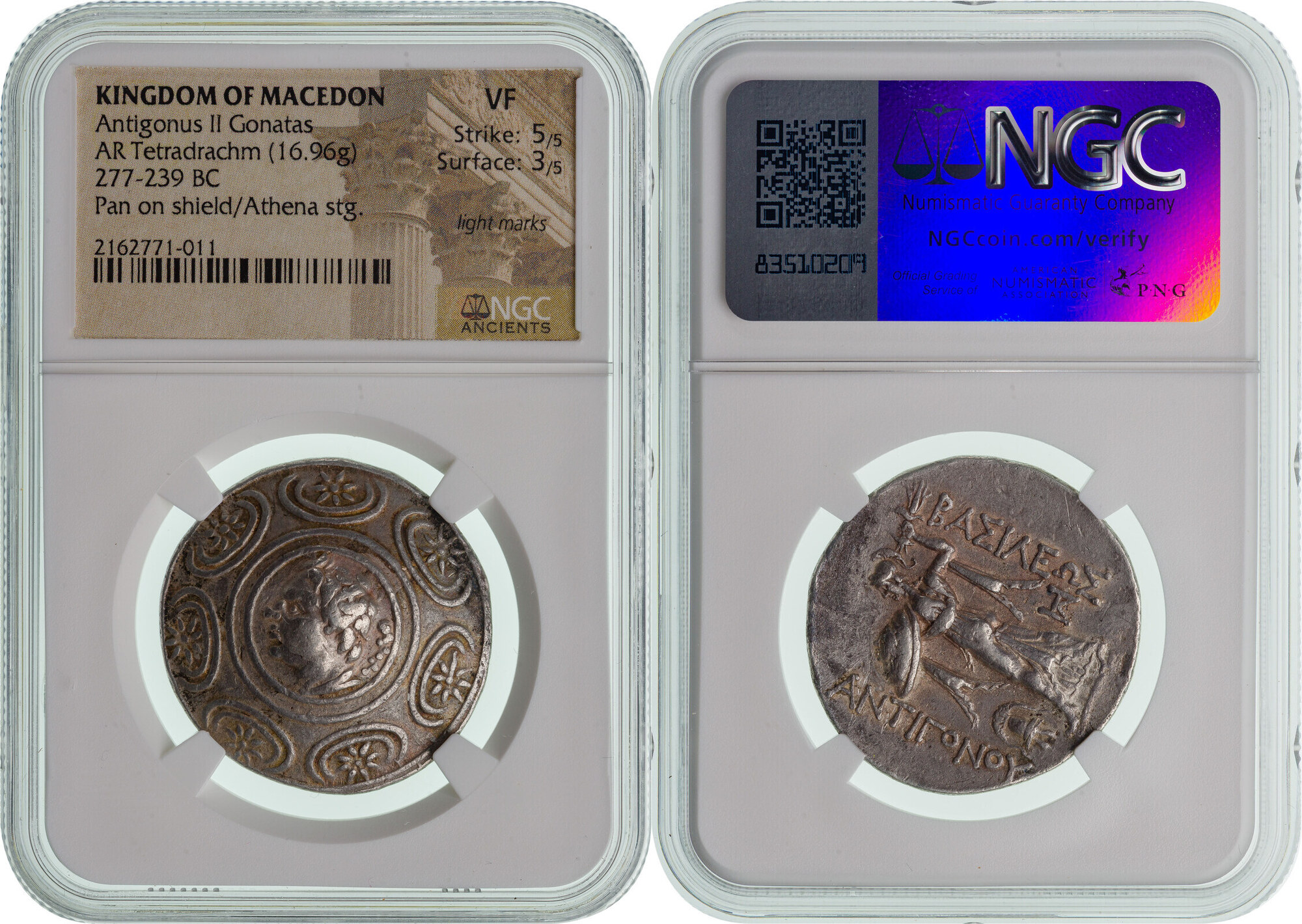 KINGDOM OF MACEDON, Antigonus II Gonatas, AR Tetradrachm. NGC
