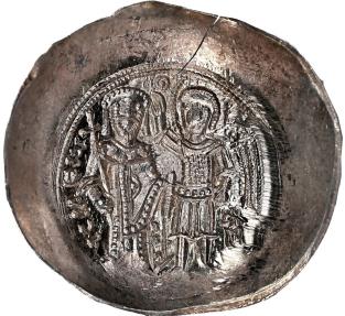 Isaac II Angelus (AD 1185-1195). EL aspron trachy (29mm, 3.46 gm, 7h ...