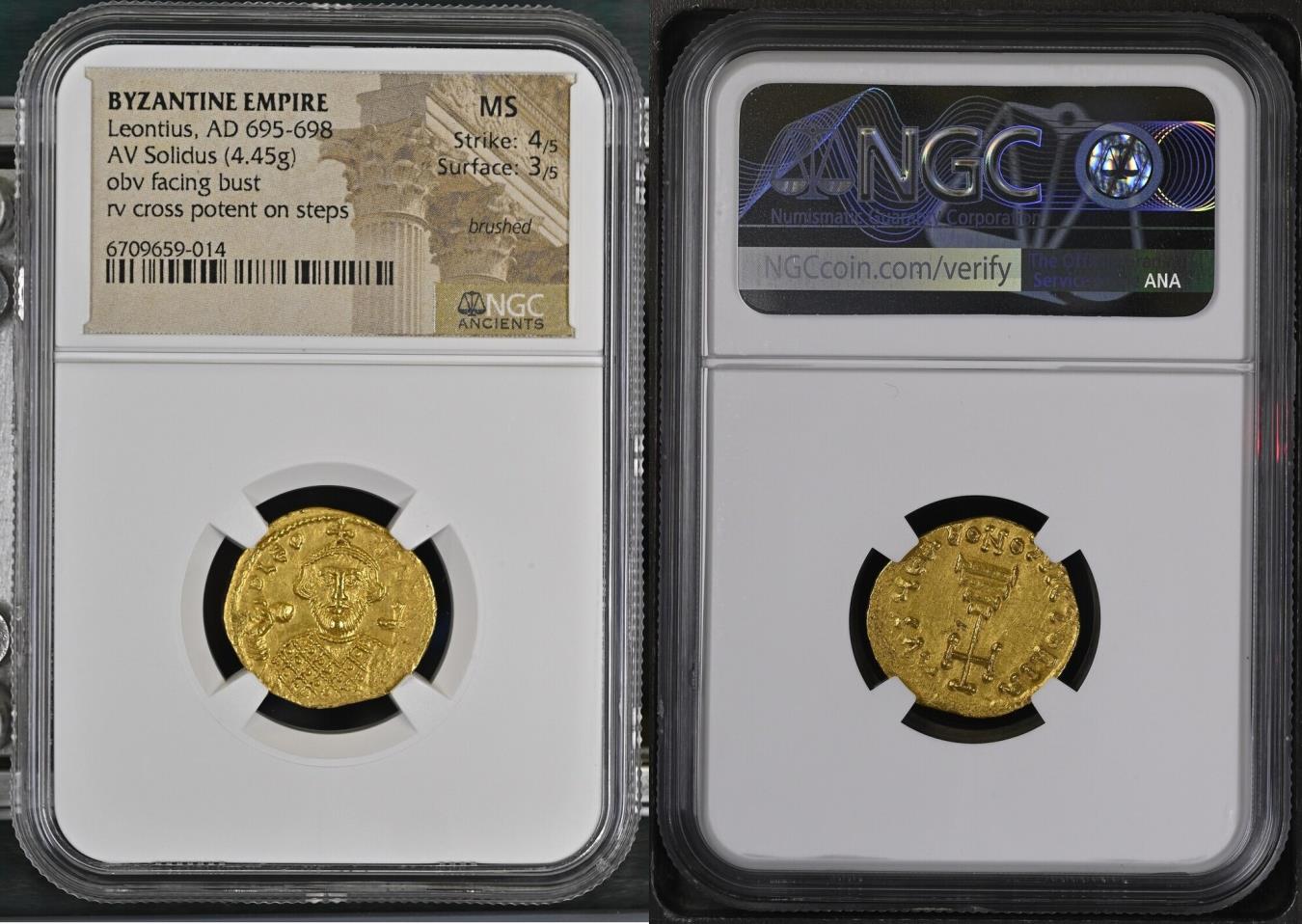 BYZANTINE EMPIRE: Leontius, 695-698, AV solidus (4.45g), Constantinople ...