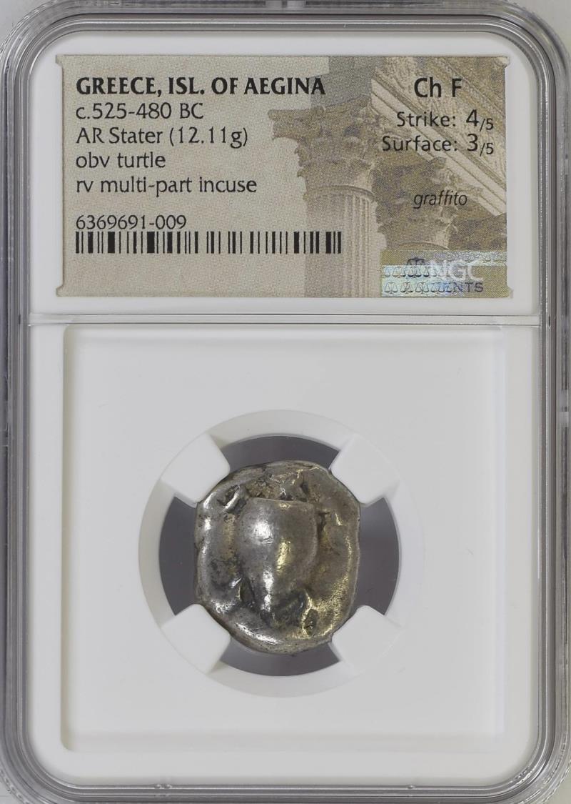 Aegina. c. 510-485 BC. Silver Stater (12.10 g.). Sea-turtle. | Greek Coins