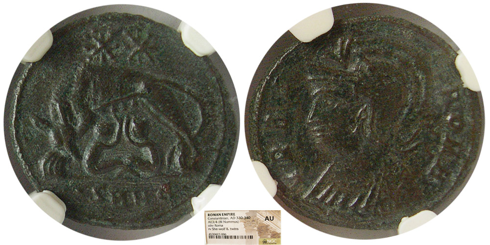 ROMAN EMPIRE; Constantinian, 330-340 AD. BI Nummus. NGC-AU. | Roman ...