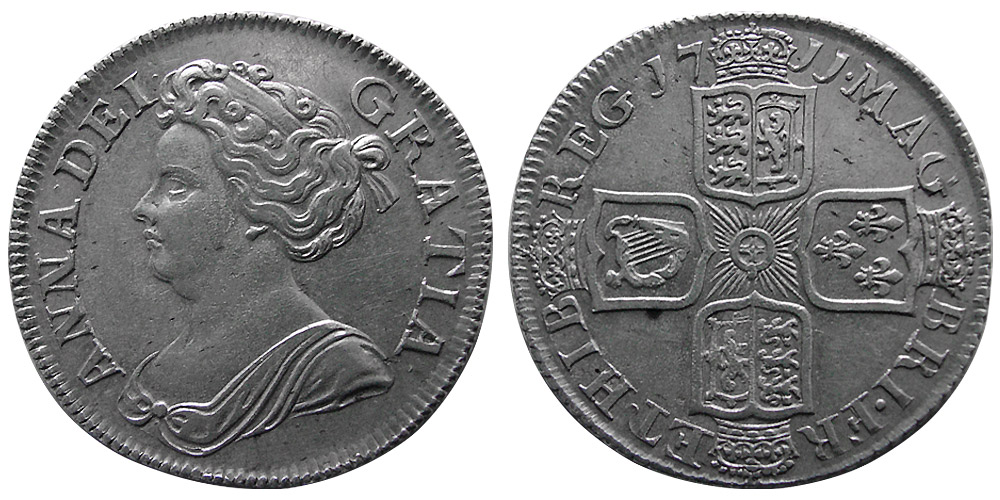 GREAT BRITAIN; Queen Anne, 1711. AR Shilling. Post union with Scotland ...