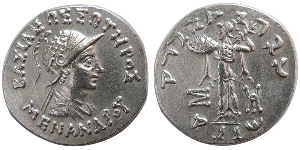 BAKTRIAN KINGS, Menander I Soter, Ca. 165/55-130 BC. AR Tetradrachm ...