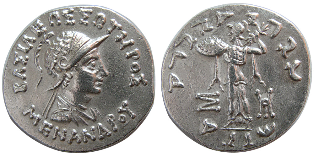 BAKTRIAN KINGS, Menander I Soter, Ca. 165/55-130 BC. AR Tetradrachm ...