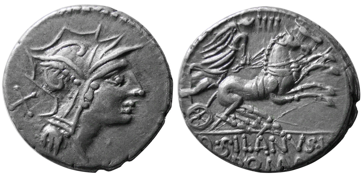 ROMAN REPUBLIC, D. Silanus L. F. Circa 91 BC. AR Denarius. | Roman ...