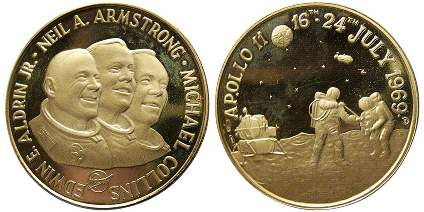 UNITED STATES; 1969. Apollo 11, Gold Commemorative Medal. Extremely Rare!