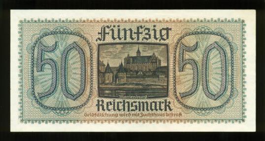 NAZI GERMANY: 1940-1945 THIRD REICH Occupied Territories 50 funfzig ...