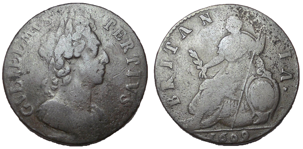 William III, 1689-1701. 1699 Copper Halfpenny | European Coins