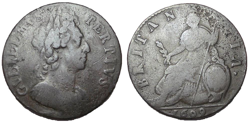 William III, 1689-1701. 1699 Copper Halfpenny | European Coins