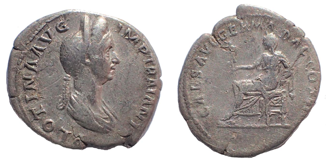 Plotina, wife of Trajan, Ar Denarius. Very rare. | Roman Imperial Coins