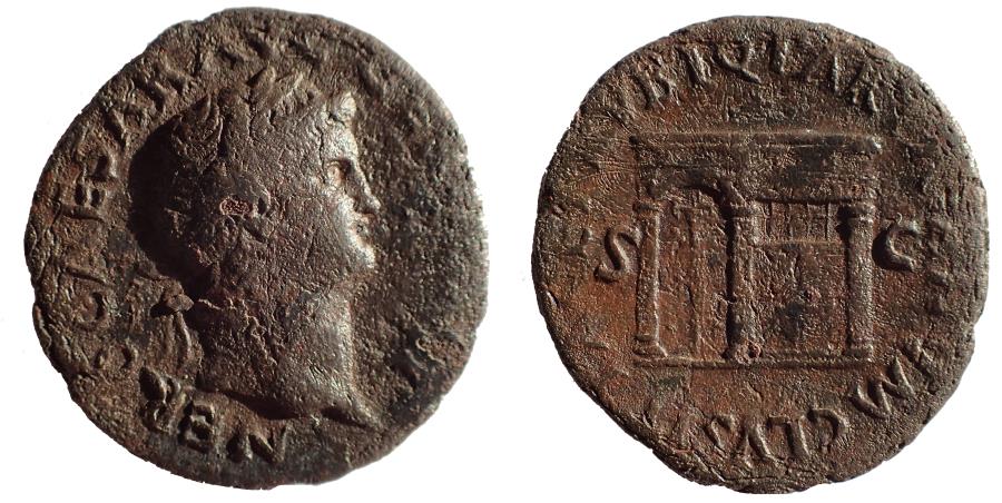 Nero, 54-68 AD. AE As, Temple of Janus Reverse | Roman Imperial Coins