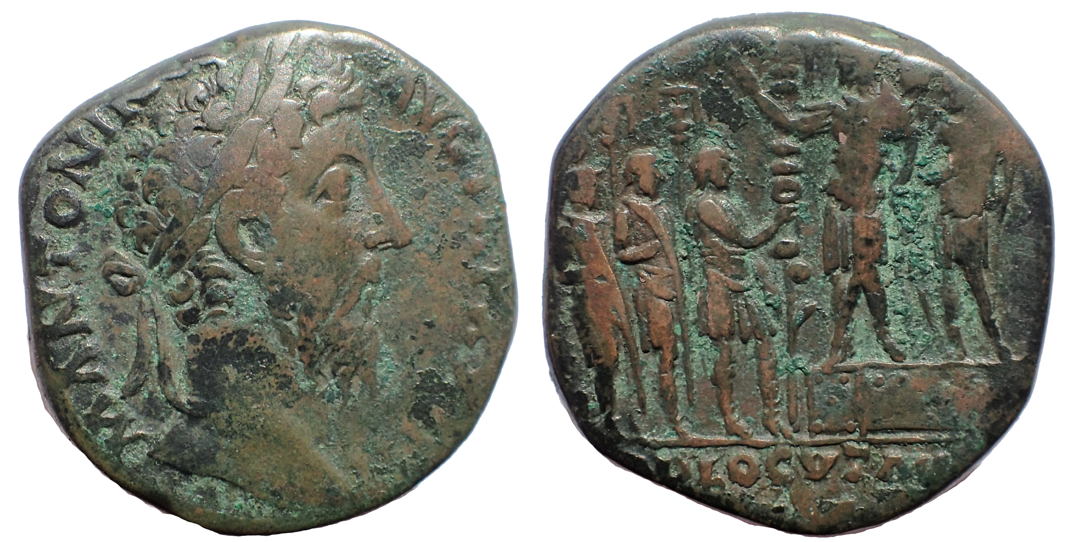 Marcus Aurelius, as Augustus (AD 161-180). AE sestertius. ADLOCVT AVG ...