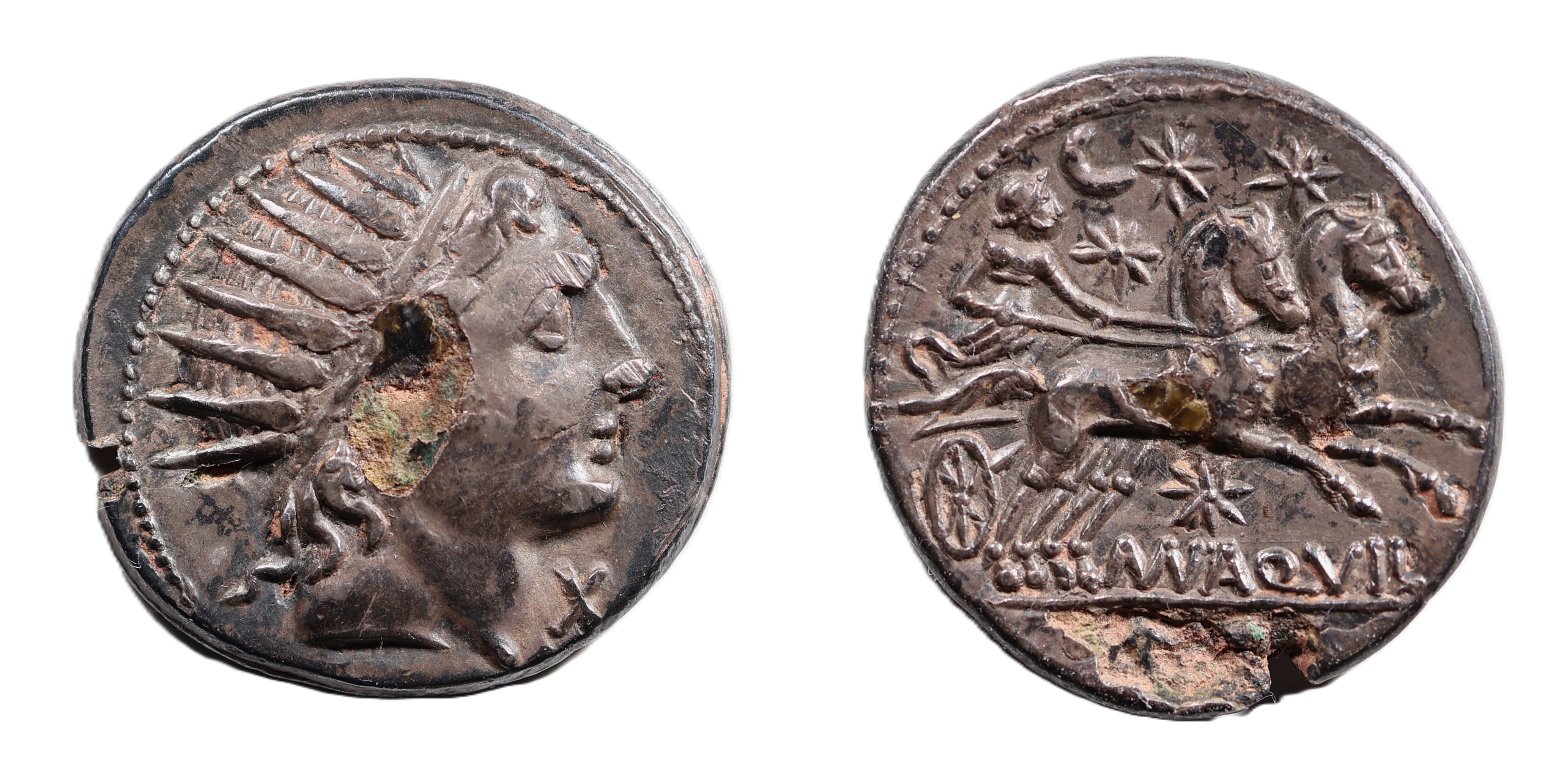 Man. Aquillius. 109-108 BC. fouree Denarius | Roman Republican Coins