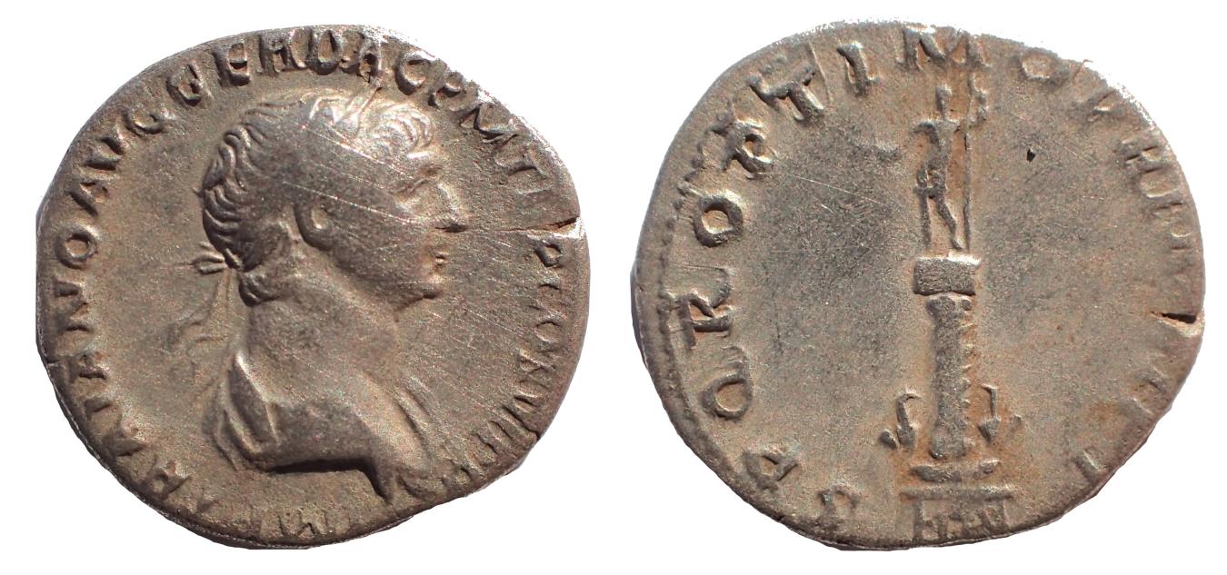 Trajan. AD 98-117. Ar Denarius, Trajan’s column. | Roman Imperial Coins