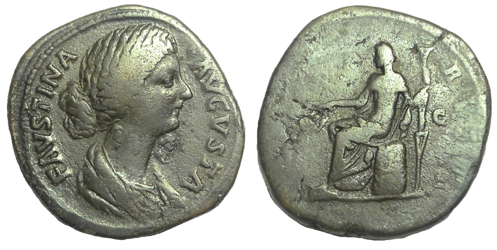 Faustina Junior, Augusta, 147-175 AD. Æ Sestertius | Roman Imperial Coins