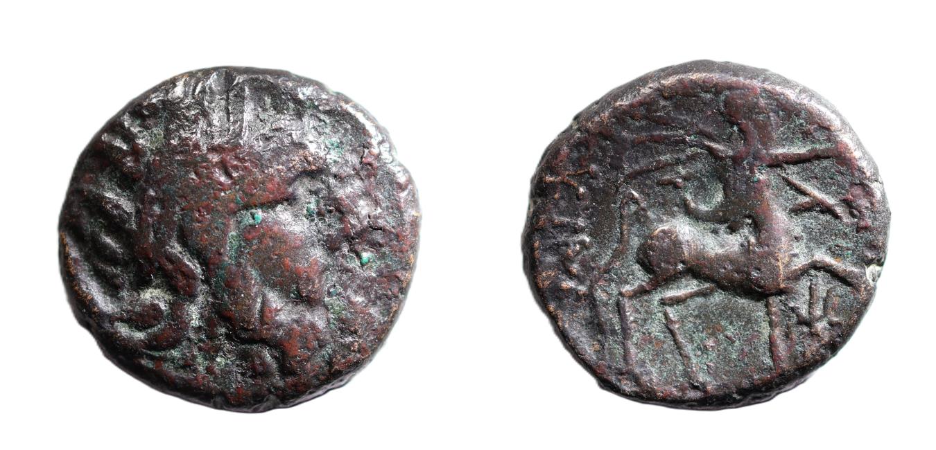 Thessaly, The Magnetes. Demetrias mint, c, 150-130 BC. Ae 19. Rare.