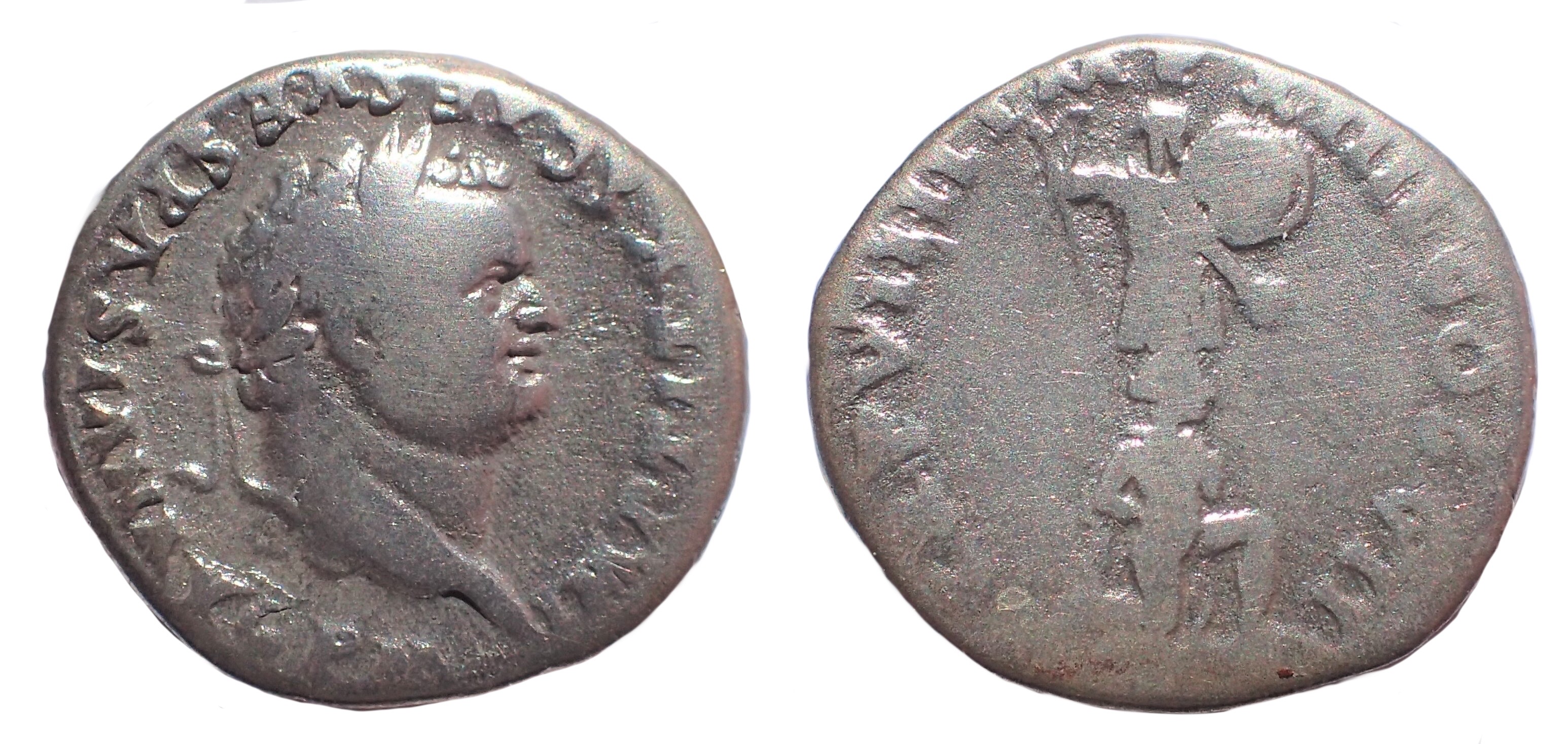 Titus. AD 79-81. AR Denarius. “Judaea Capta” commemorative. | Roman ...