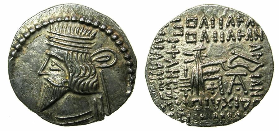 PARTHIA.Pacorus I AD 78-120.AR.Drachma.Mint of EKBATANA. King with ...