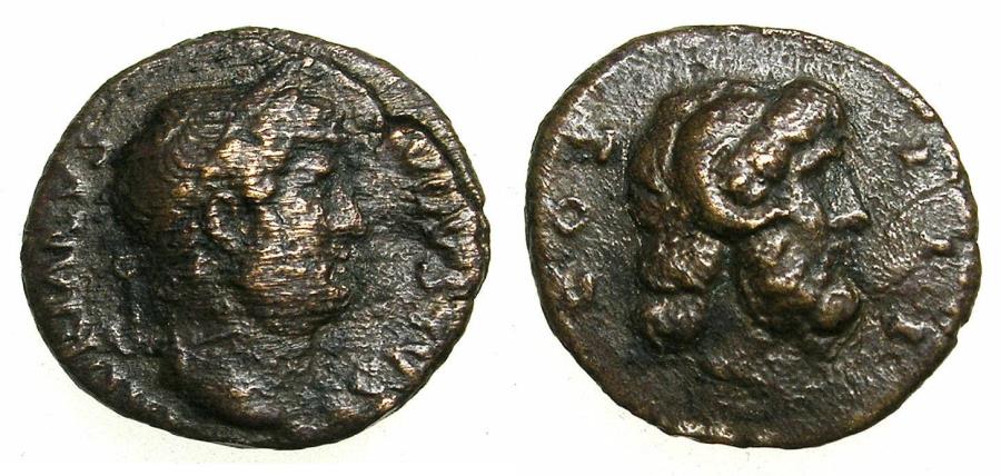 CYRENAICA.CYRENE.Hadrian AD 117-138.AE.16.8mm ( Quadrans?). Head of ...