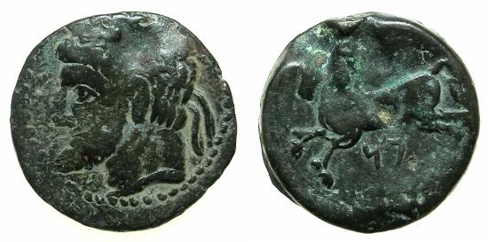 NUMIDIA.Massinissa or Micipsa circa 203-148-118 BC.AE. 25.3mm.