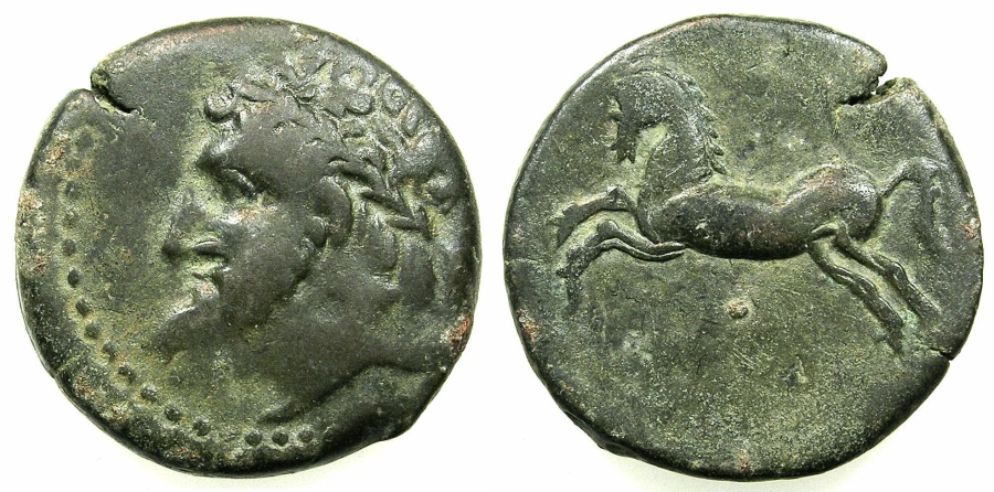 NUMIDIA.Massinissa or Micipsa circa 203-148-118 BC.AE.26.6mm.
