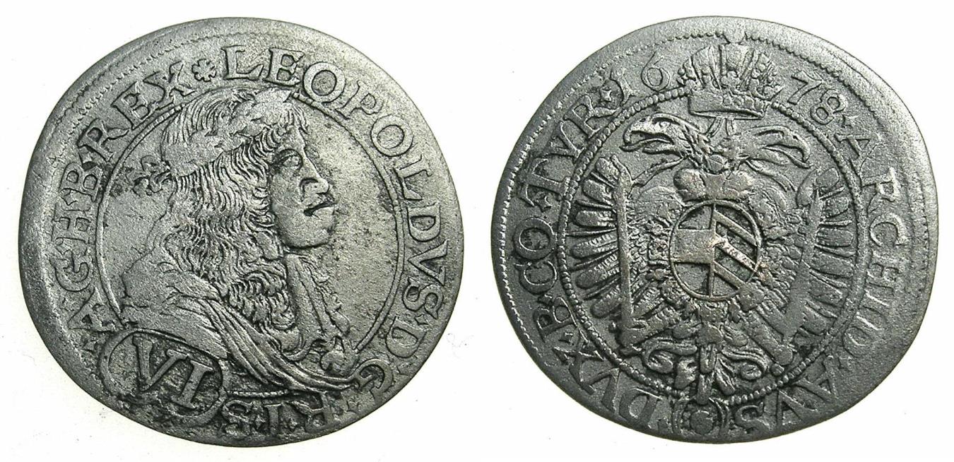 AUSTRIA.Leopold I H..R.E AD 1657-1705.AR.6 Kreuzer.1678.Rosette.Vienna ...
