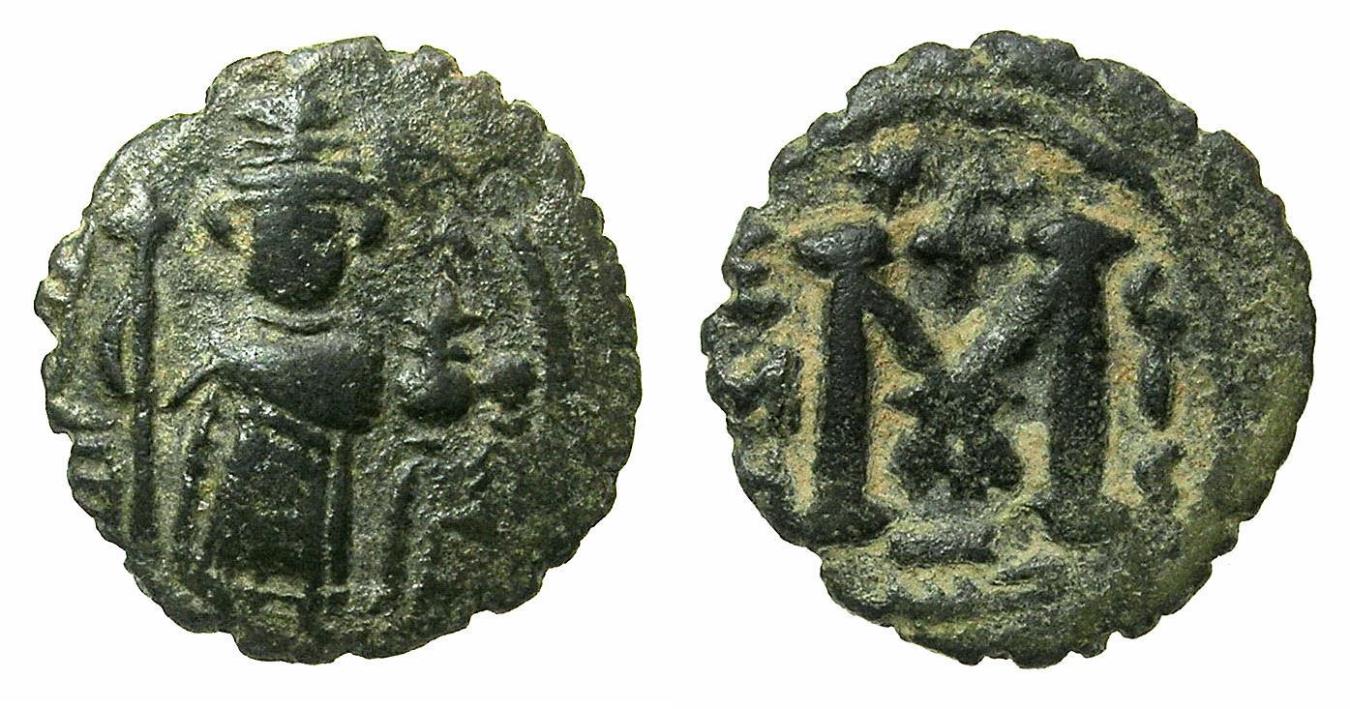 ARAB BYZANTINE.Unayyad Caliphate.Anonymous 7th cent AD.AE.Fals.Mint of ...