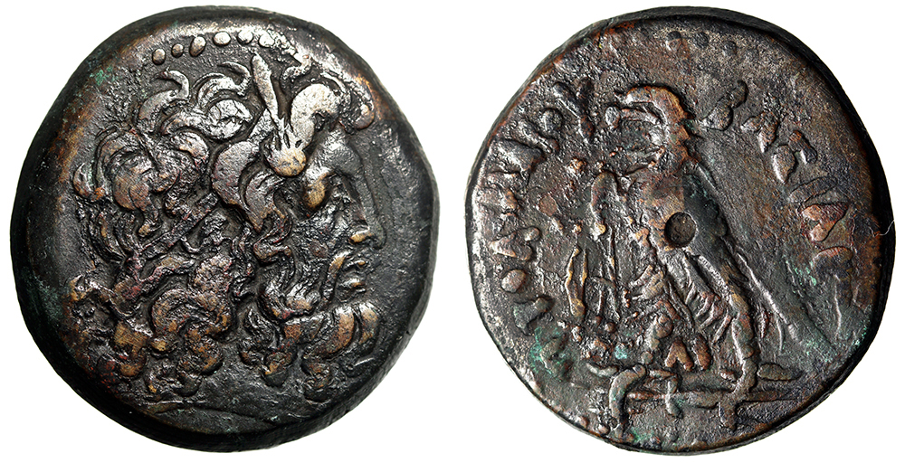 Ptolemy IV Philopator (Ptolemaic Kingdom of Egypt) AE33 Eagle, Cornucopiae