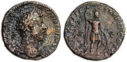 Marcus Aurelius Caesar Sestertius Pietas Very Fine Green Patina