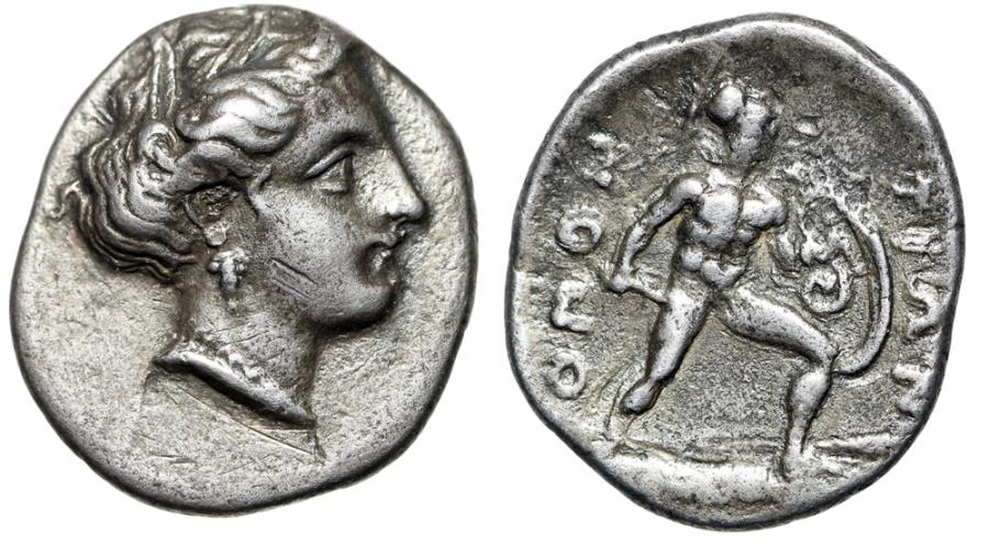 Lokris, Lokris Opuntii AR Hemidrachm Demter & Ajax, Coiled Serpent ...